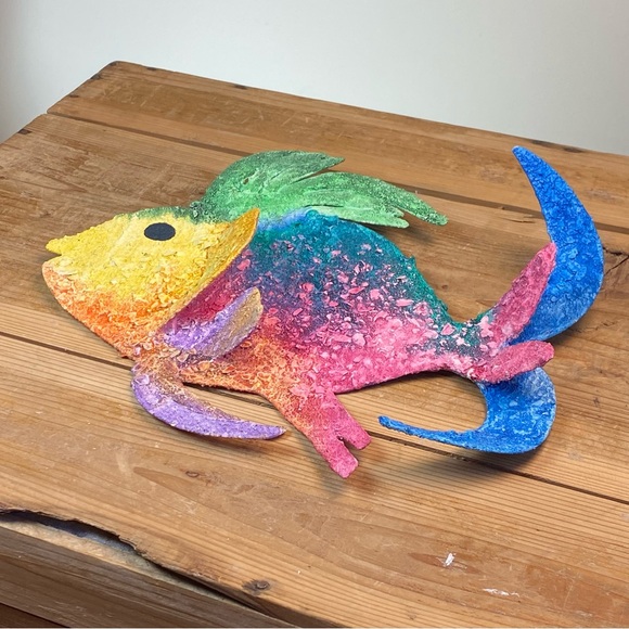 Art | Jacque Tatum Mid Century Post Modern Textured Metal Fish Wall ...